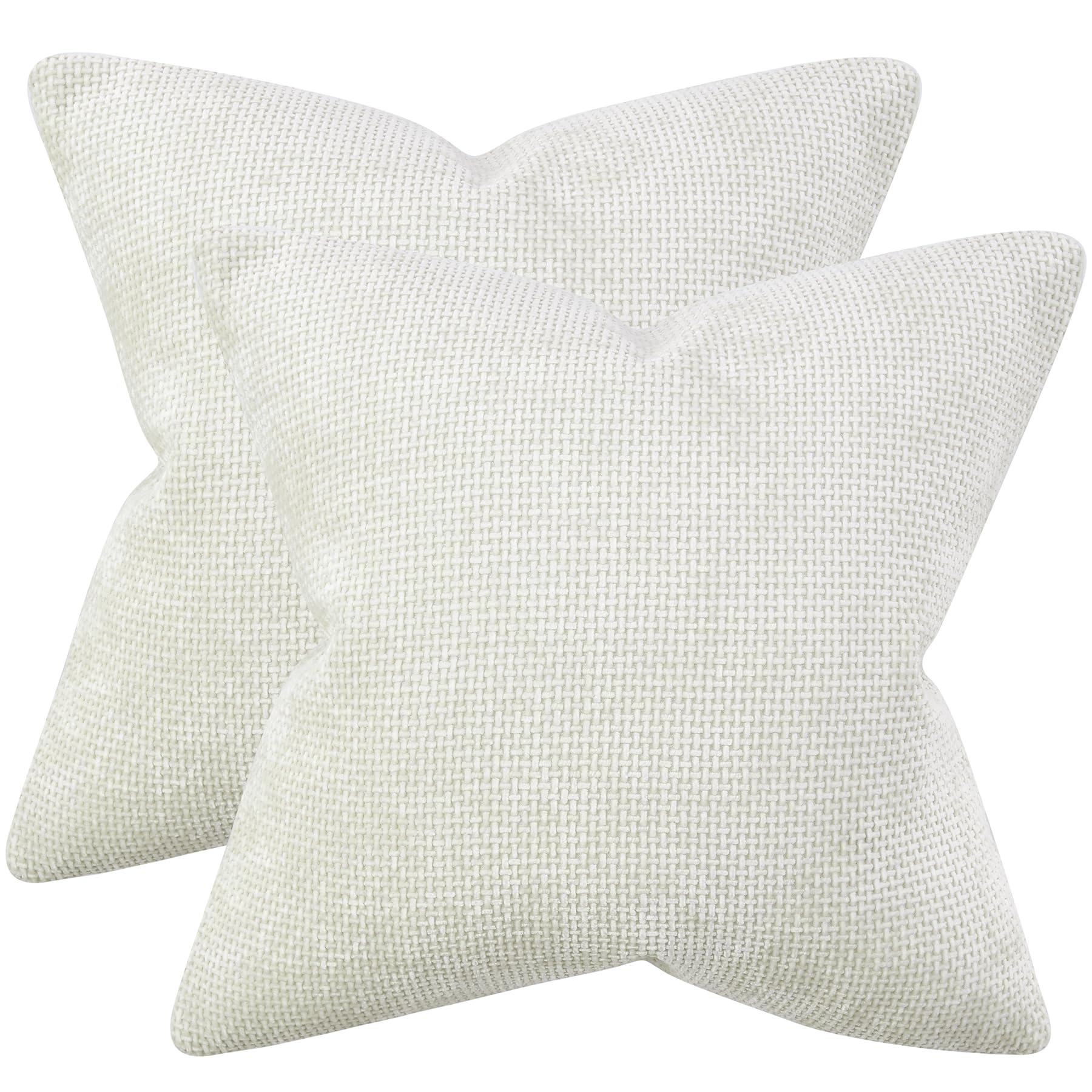 WLNUI Beige Pillow Covers 18x18 Inch Set of 2 Luxurious Chenille Throw Pillow Covers Decorative Square Cushion Case for Couch Sofa Bed Living Room Farmhouse Decorations