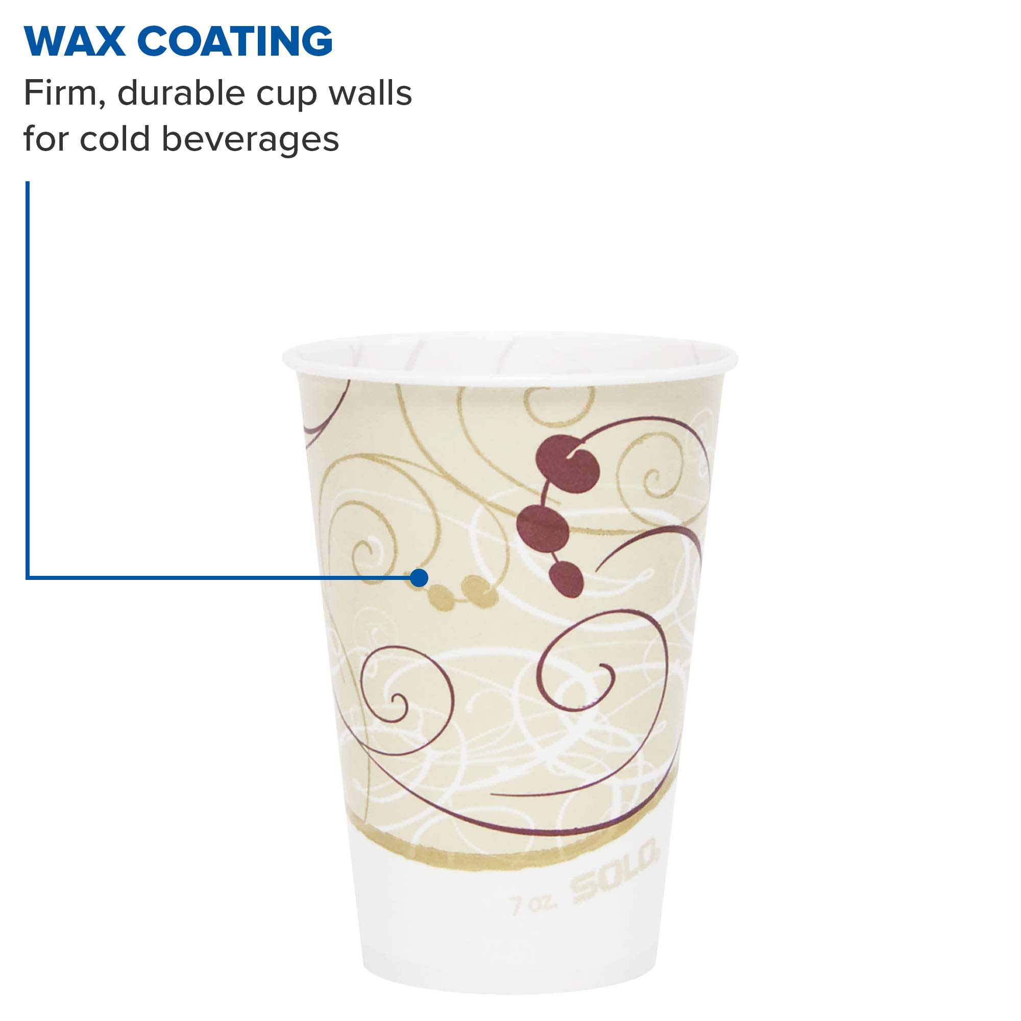 SOLO R7N-J8000 7 oz Symphany Waxed Paper Cold Cup (Case of 2000), beige, 3.7"