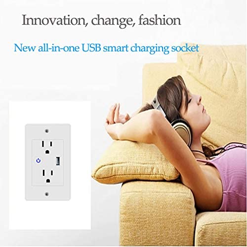 Useelink Smart WiFi 2 Outlet + 1USB Wall Plug - Smart Plug, no hub, can be Used with Alexa and Google