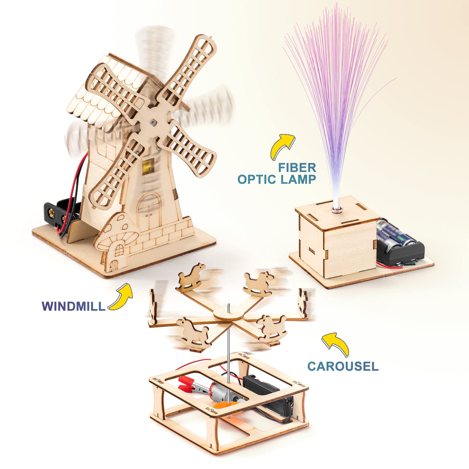 Yutin 5 in 1 STEM Kits for Kids,Wood Craft Kit for Boys Age 8-12, DIY Science Building Projects for 6-8, 3D Wooden Puzzles Assembly Model Set, STEM Crafts for Girls Age 6 7 8 9 10 11 12 14 Year Old