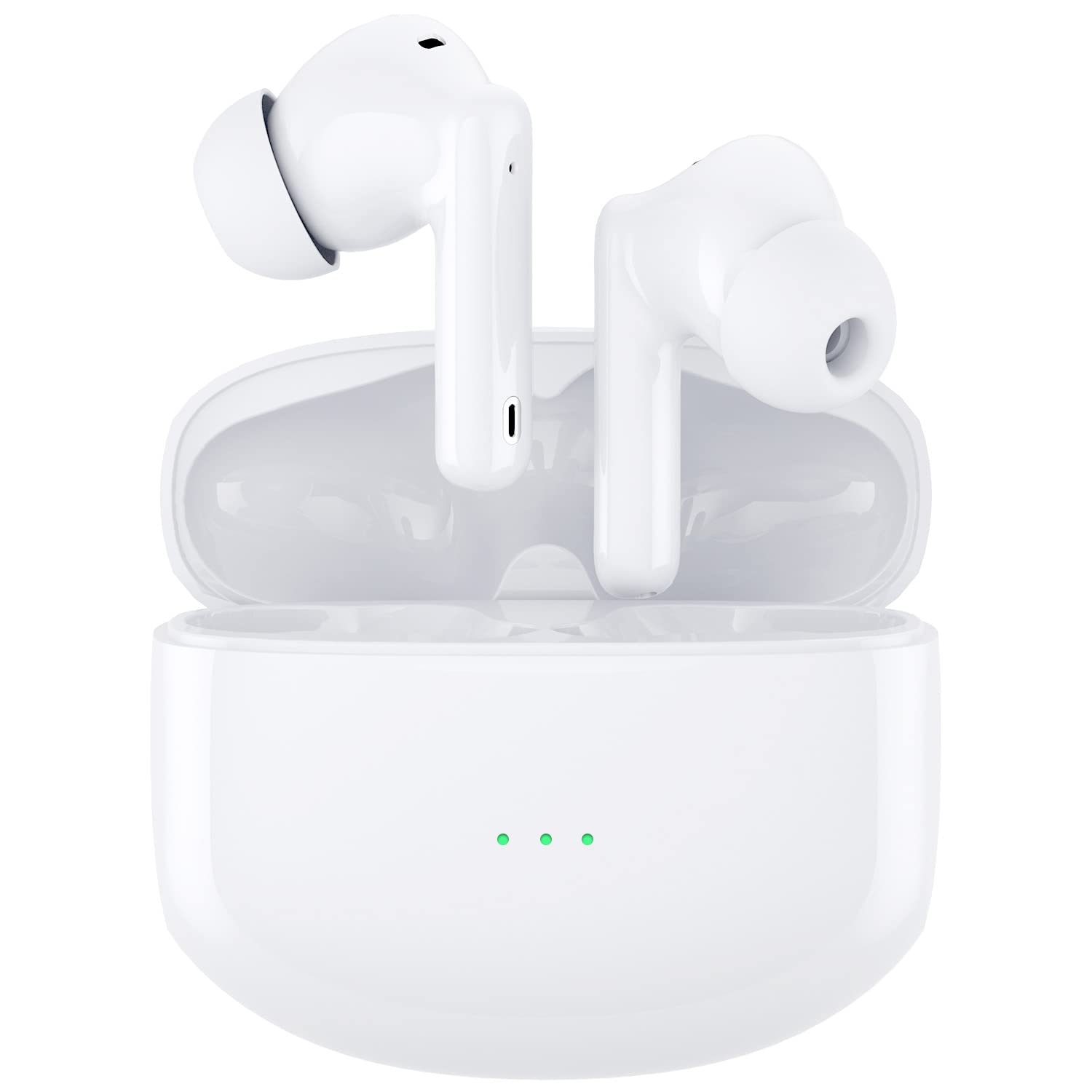 Wireless Bluetooth 5.0 Earbuds Headset Mini in-Ear Noise Canceling Sport Headphones with Charging Case,TWS Stereo Touch Control Waterproof Earphones Built-in Mic (White)