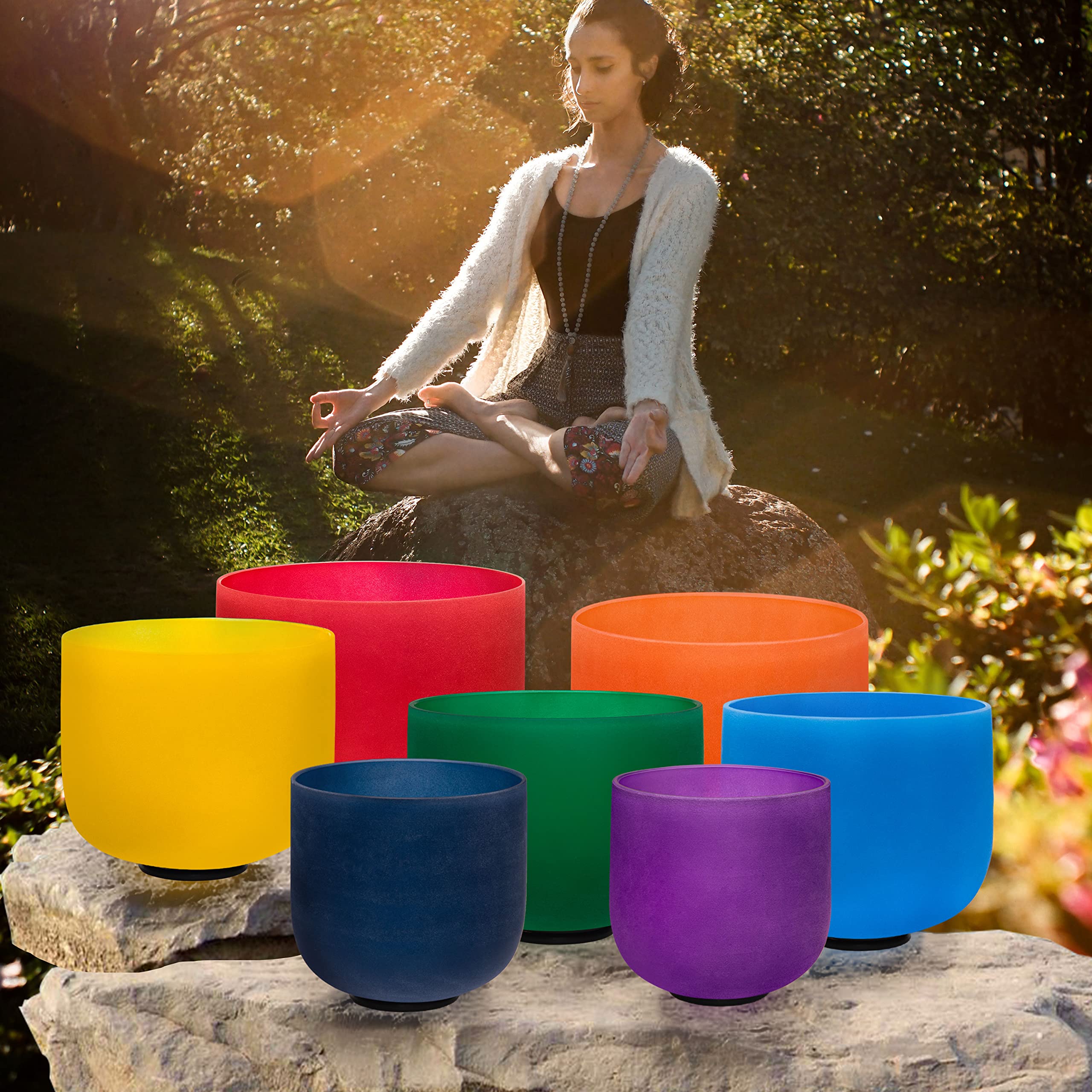 TOPFUND F Note Crystal Singing Bowl Heart Chakra 8 Inch with Heavy Duty Carrying Case and Premium Suede Striker