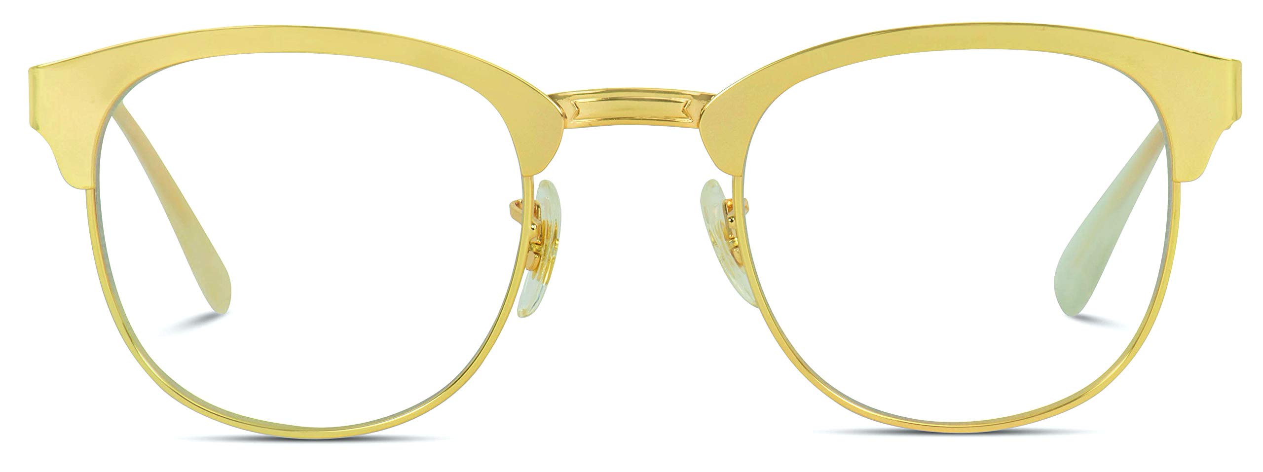 WearMe Pro - Full Metal Frame Modern Half Frame Clear Lens Non-Prescription Glasses