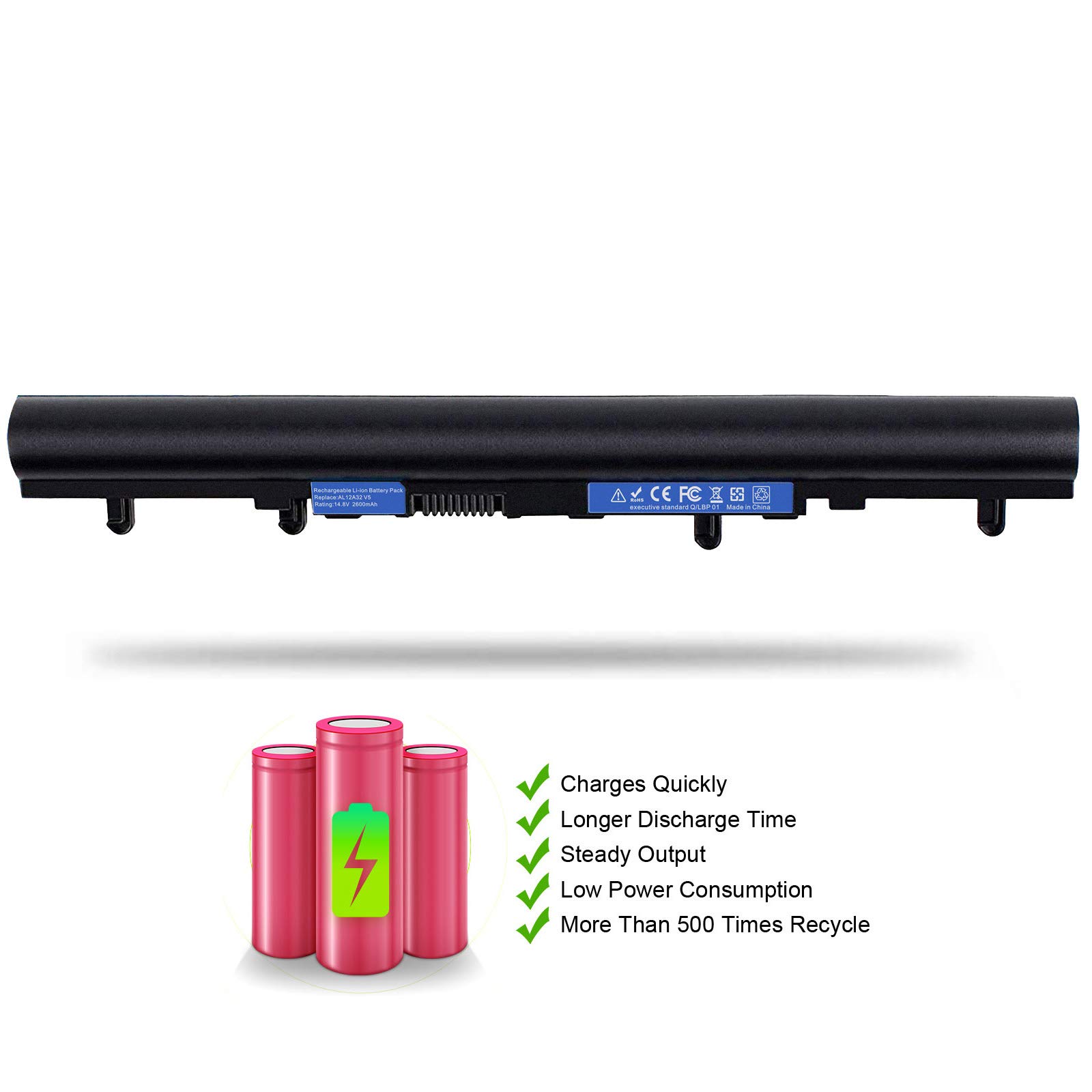 Vinpera (2600mAh AL12A32 AL12A72 Battery Replacement for ACER Aspire E1 E1-522 E1-532 E1-572 E1-572G E1-510 E1-510P V5 V5-431 V5-471 V5-471P V5-531 V5-571 V5-571P V5-571-6605