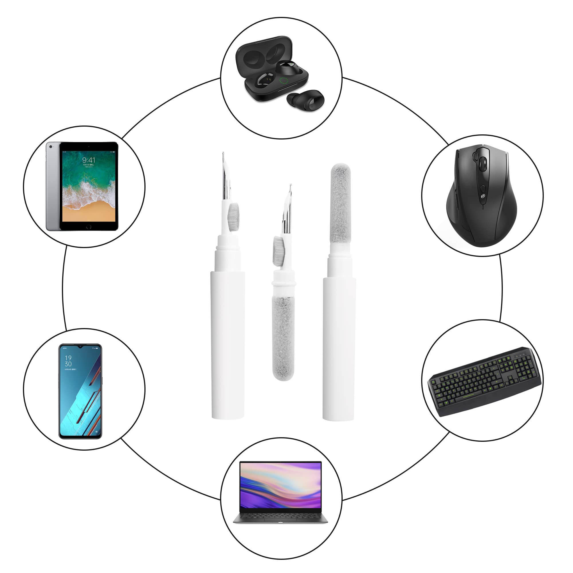 YAODHAOD Cleaner Kit for Airpod, Airpods Pro 1 2 3 Cleaner Kit, 3 in 1 Multifunction Bluetooth Earbuds Cleaning Pen with Soft Brush for Phone Charging Port,Earbuds,Earpods,Earphone,Headphone (White)
