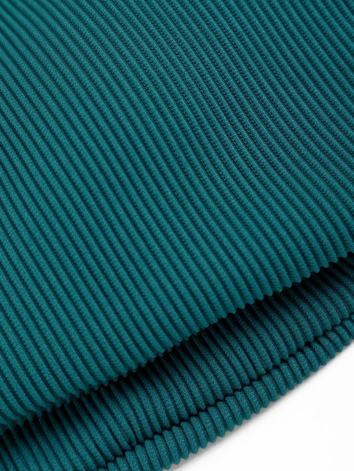 ZAFUL Ribbed Twisted Front Bikini Set for Women Cute Scoop Neck Textured Two Piece Swimsuits Sport Tank Bathing Suit(Deep Green,M)