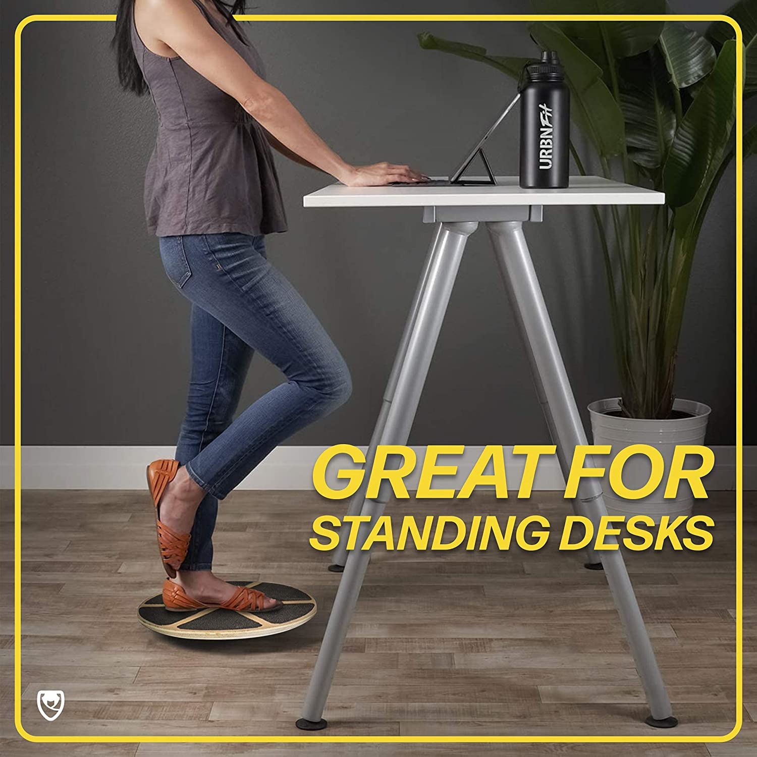 URBNFit Balance Board Trainer - Wooden Wobble Balancing Board for Core Stability, Strength Training & Flexibility - Wobble Board w/Workout Guide to Exercise at Desk or Home Gym