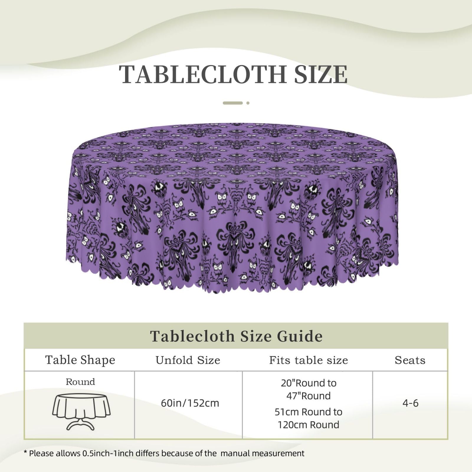 YANGDADA Haunted The Mansion Round Tablecloth 60 inch Washable Polyester Table Cloth Decorative Table Cover for Wedding Party Dining Banquet