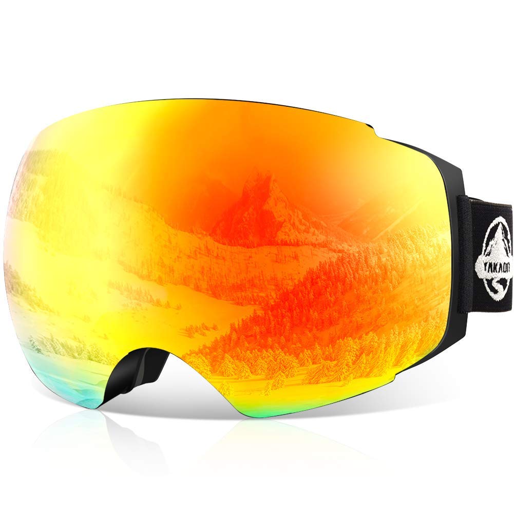 YAKAON OTG Ski Goggles UV Protection Snowboard Goggles Frameless Spherical Anti-Fog Lens for Men Women Youth …