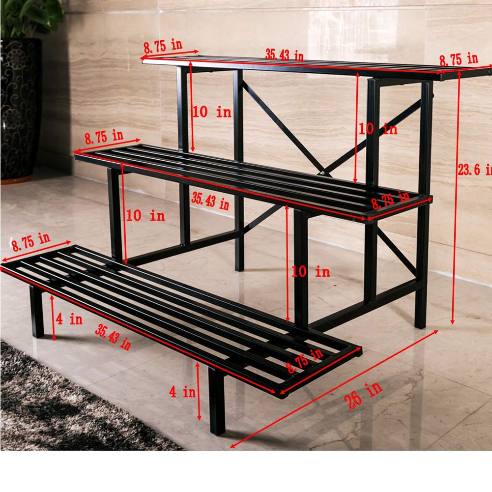 Zhongma Heavy Duty 3 Tier Plant Stand for Home, Garden, Plant Lovers,Metal Storage Rack Shelf/Freestanding Display Stand
