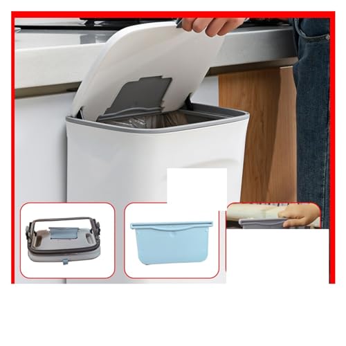 ZICANA Wall Mounted Trash Can with Lid Waste Bin Kitchen Cabinet Door Hanging Trash Bin Garbage Car Recycle Dustbin Rubbish Can Kitchen Trash cans (Color : White with Lid 7L)