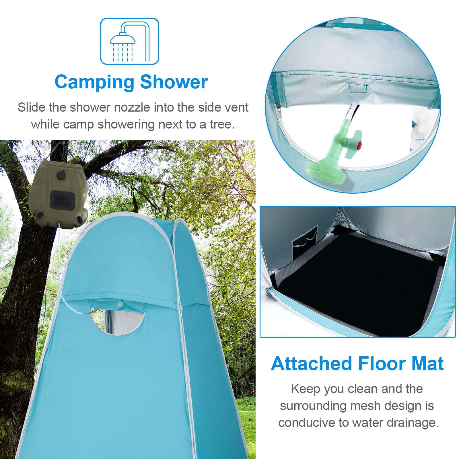 WolfWise Portable Pop Up Privacy Shower Tent Spacious Changing Room for Camping Hiking Beach Toilet Shower Bathroom