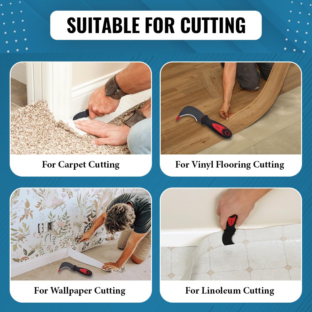 Zimpty ZY325 Tools Flooring Linoleum Knife with SK-5 Hardened Carbon Steel Blade and Soft Non-Sticky Rubber Handle for Cutting Carpet, Vinyl Flooring, Linoleum, Wallpaper (1)