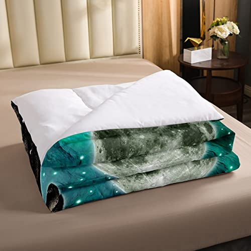 Wolf Bedding Sets Moon Stars Comforter Safari Animals Down Comforter For Kids Boys Girls Adults Nebula Marble Galaxy Space Wolves Duvet Sets With 1 Comforter and 1 Pillow Case Bedroom Decor Twin