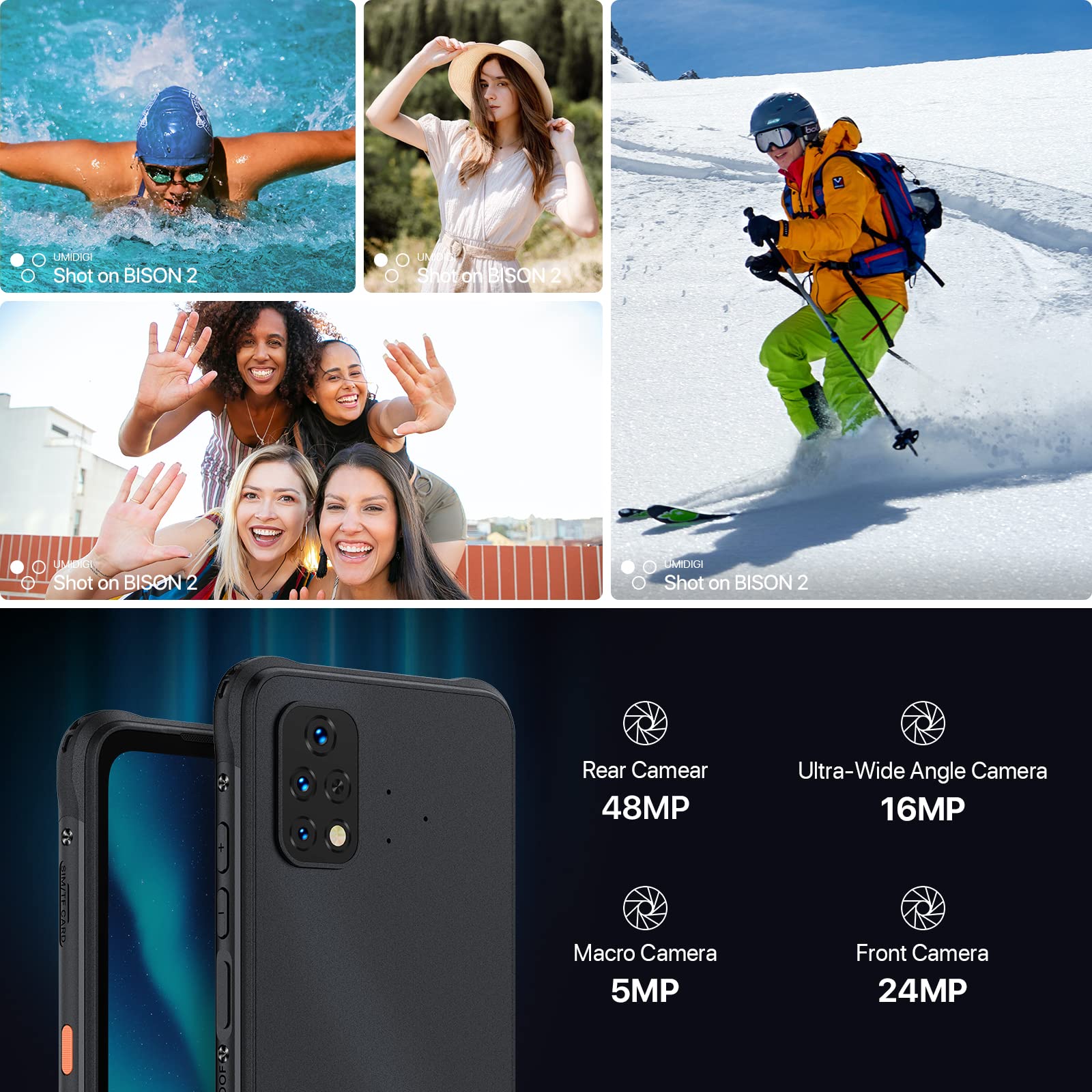 UMIDIGI BISON PRO Rugged Unlocked Smartphones,8g+128GB Android 11 Phone Helio G80 48MP Camera Rugged Cell Phone