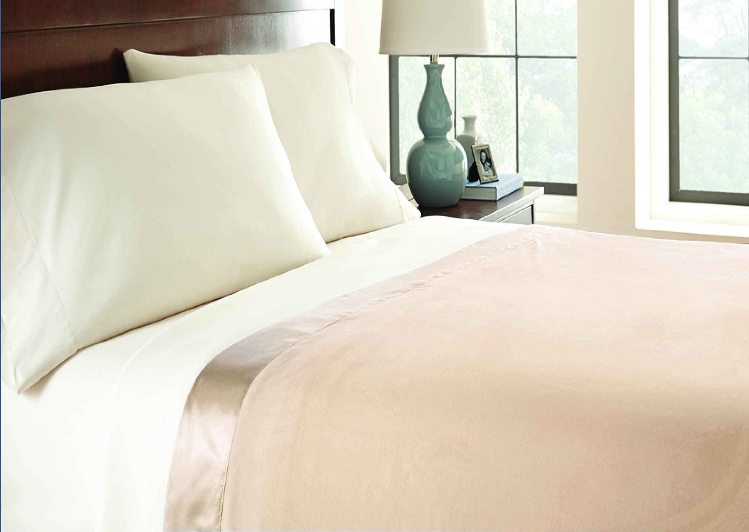 Thermee Micro Flannel Full/Queen-Size All Seasons Lightweight Sheet Blanket, Machine Wash & Dry, No Pilling, 90Lx90W, Tan