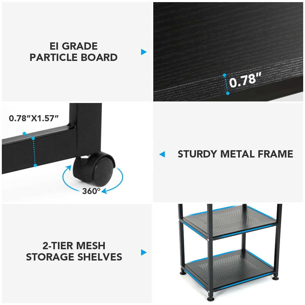 Tribesigns Reversible L-Shaped Desk with Storage Shelves, 360° Free Rotating Corner Computer Desk 55 inch Large Modern Office Desk Study Writing Table Workstation for Home Office (Black)