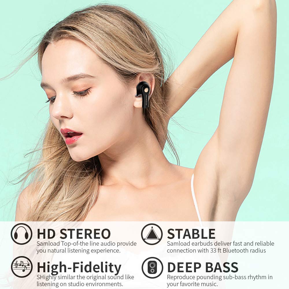 Wireless Earbuds Bluetooth 5.0 Headphones,40H Playtime w/Wireless Charging Case,IP6 Waterproof/Touch Control/TWS Stereo Bluetooth Earphones in-Ear w/Mic Headset for Running Workout Gym