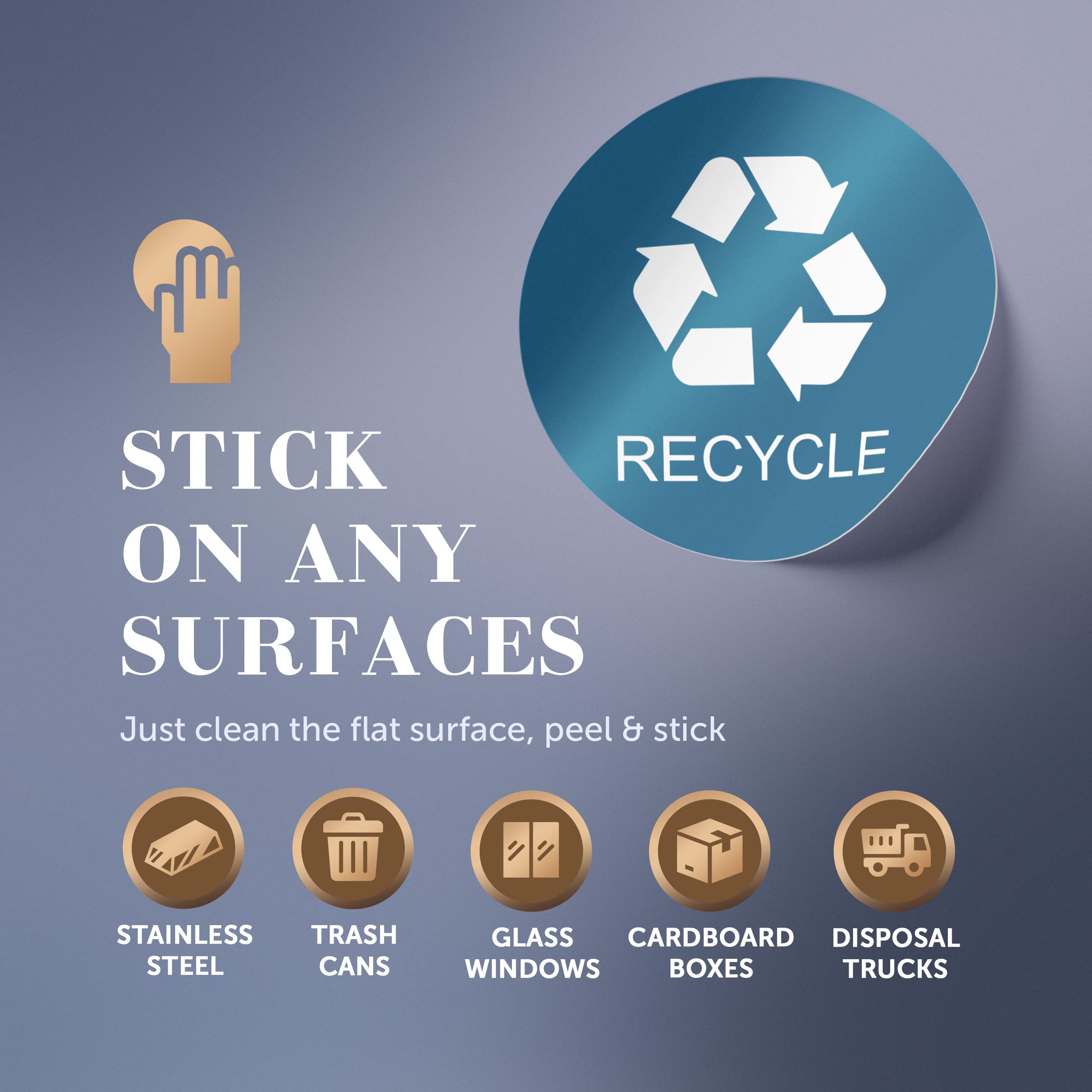 VBAP CORP Recycle Trash Bin Sticker - (Pack of 4) 3" Round Logo Sign Decal Labels Self-Adhesive Vinyl Laminated. Waterproof Indoor and Outdoor (Aquamarine/Grey)