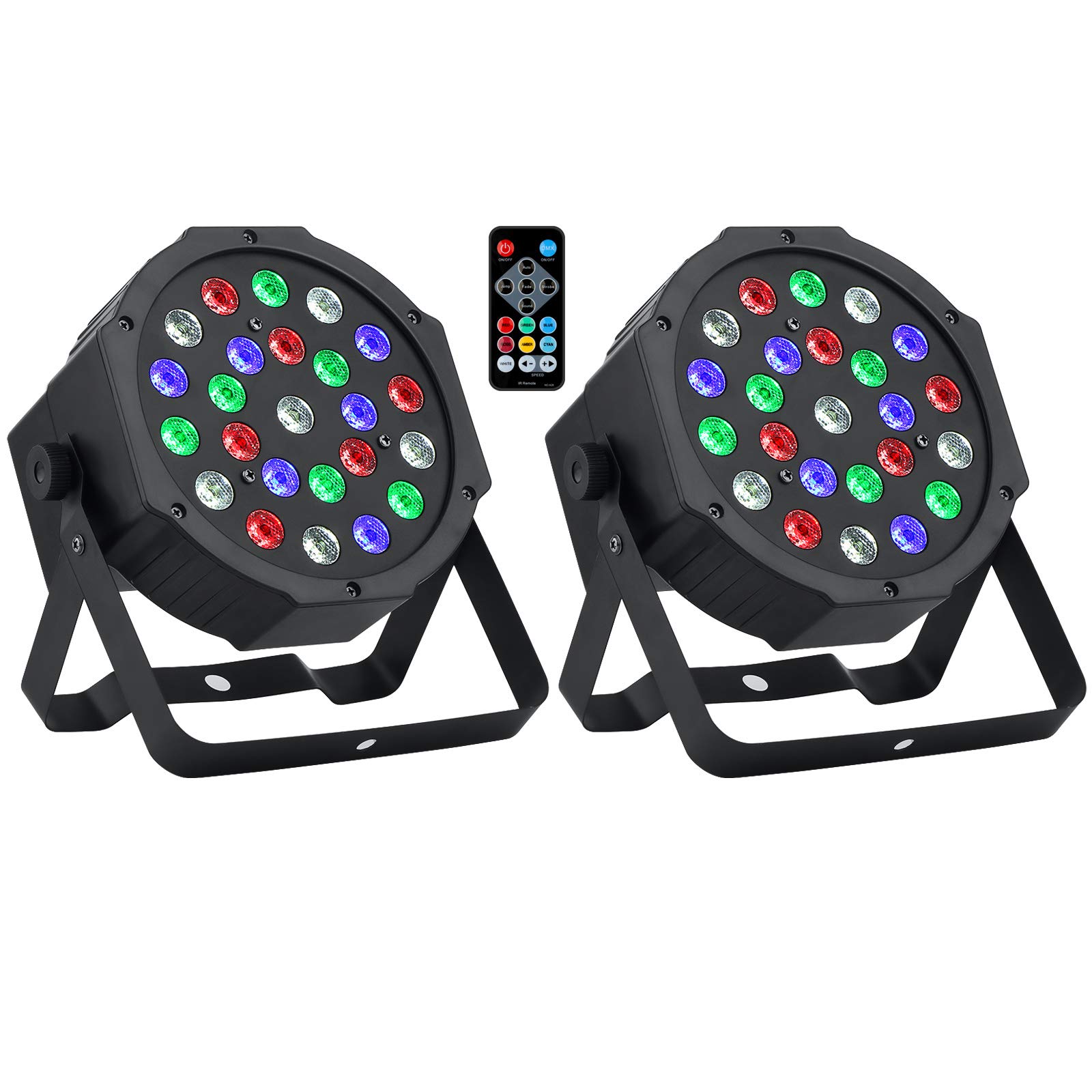 Wireless Rechargeable Stage Lights, OPPSK 24W 24LEDs RGBW Battery Powered Par Lights by Remote & DMX Control Uplighting for Wedding Church DJ Party Stage Lighting - 2 Pack