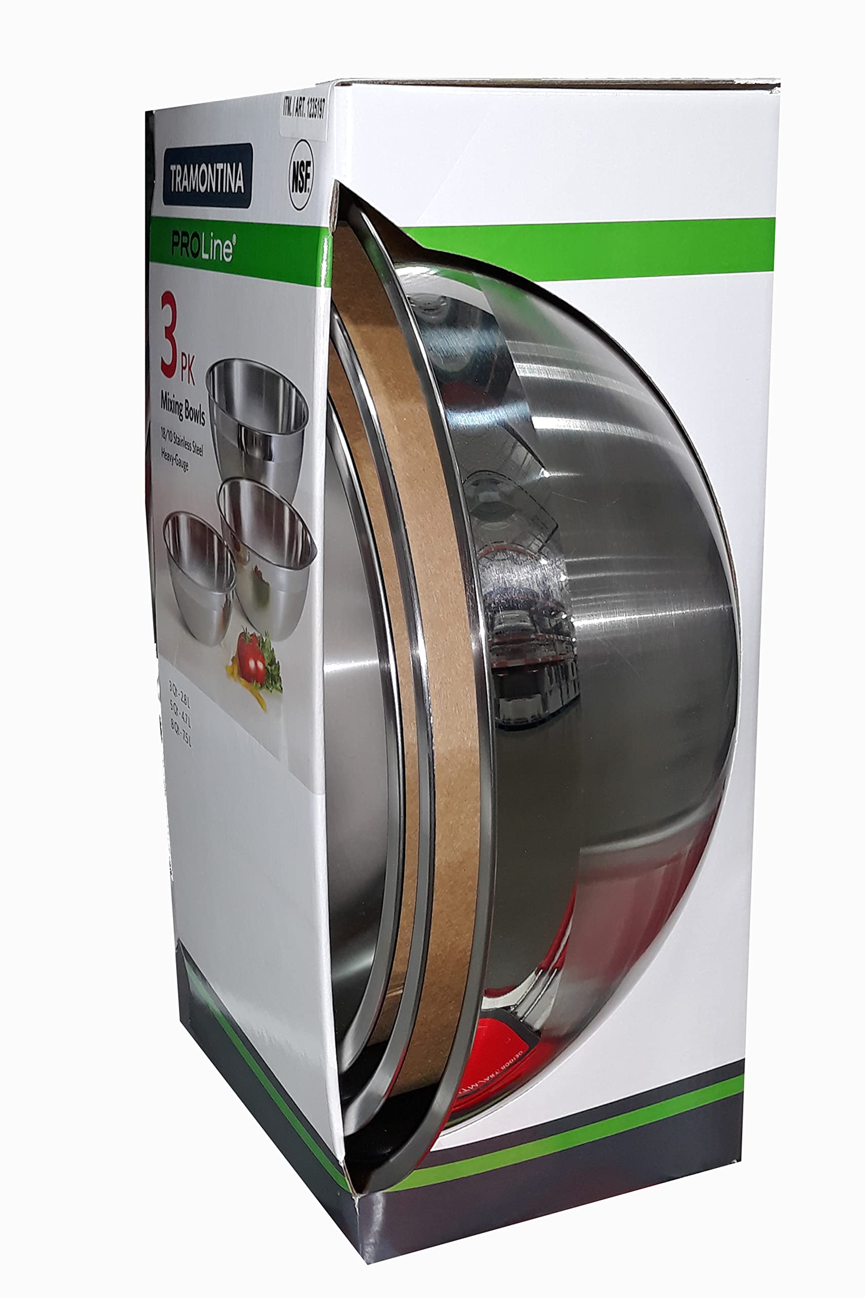 Tramontina ProLine 3 Pk Mixing Bowls 3 Qt 5 Qt 8 Qt