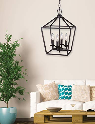 Trans Globe Imports 10264 ROB Transitional Four Light Pendant from Lacey collection in Bronze/Dark finish, 12.00 inches