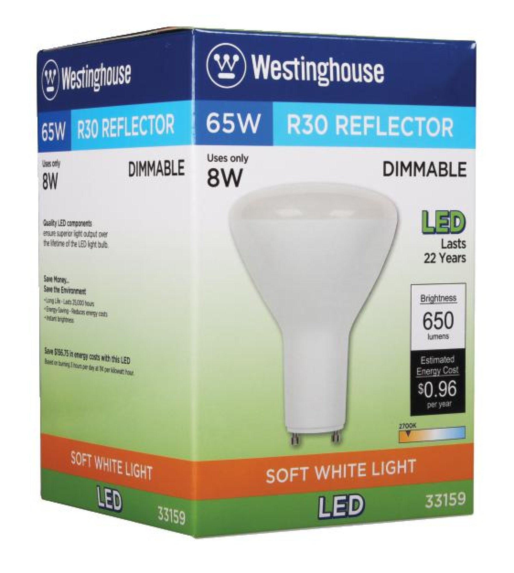 Westinghouse 3315920 65-Watt Equivalent R30 Flood Dimmable Soft White LED Light Bulb with GU24 Base, Frost (6 Pack)