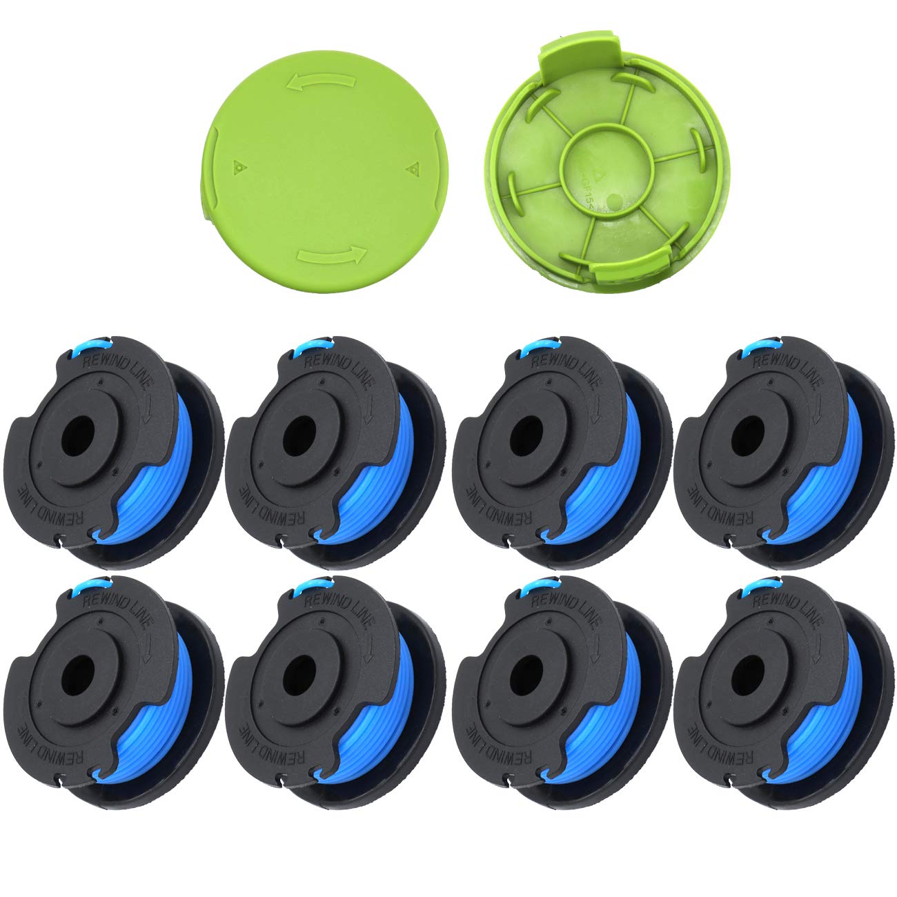 Trimmer Replacement Spool 29092 Compatible with Greenworks Weed Eater String 24V and 40V Cordless Edger Spool Refills Parts, 0.065 inch greenworks trimmer string replacement Line (8 Packs Plus 2 Cap)