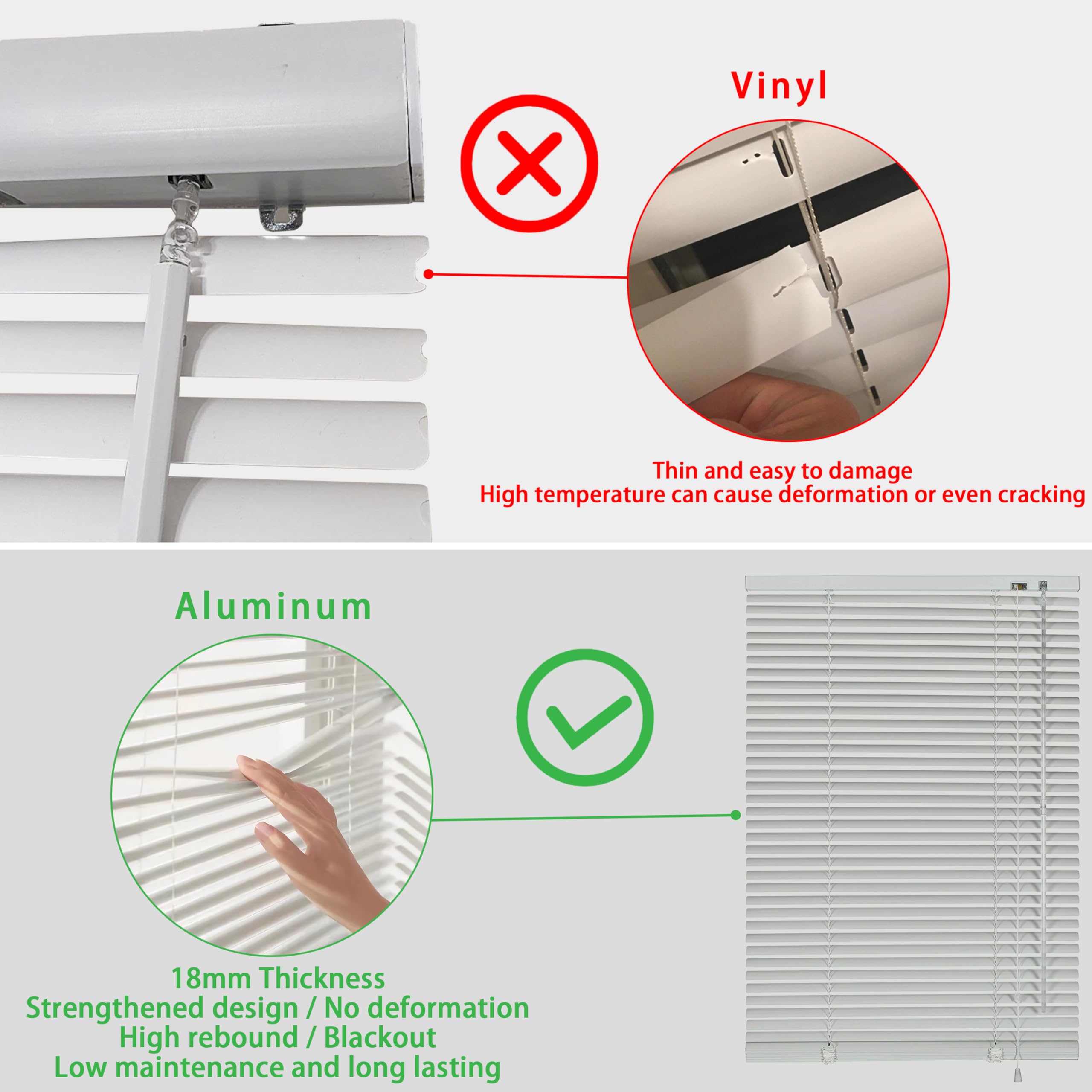 YIIBAII Mini Blinds for 36" W x 64" H Windows 1" Aluminum Horizontal Venetian Blinds Darkening with Rope and Pole can Mounted Inside or Outside