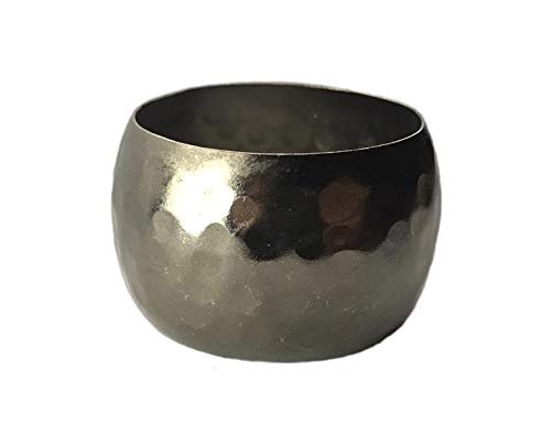 UNI_CRAFTS Curve Hammered Brass Napkin Rings for Dinner Table & Wedding Party Decoration (Black, 6)