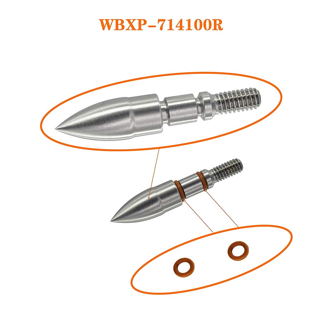 Wisdom Stainless Steel Archery Field Points 100 Grains Easy Pull Various OD 9/32 inch 7.14mm Screw in Archery Field Tips Bullet Point 100grains