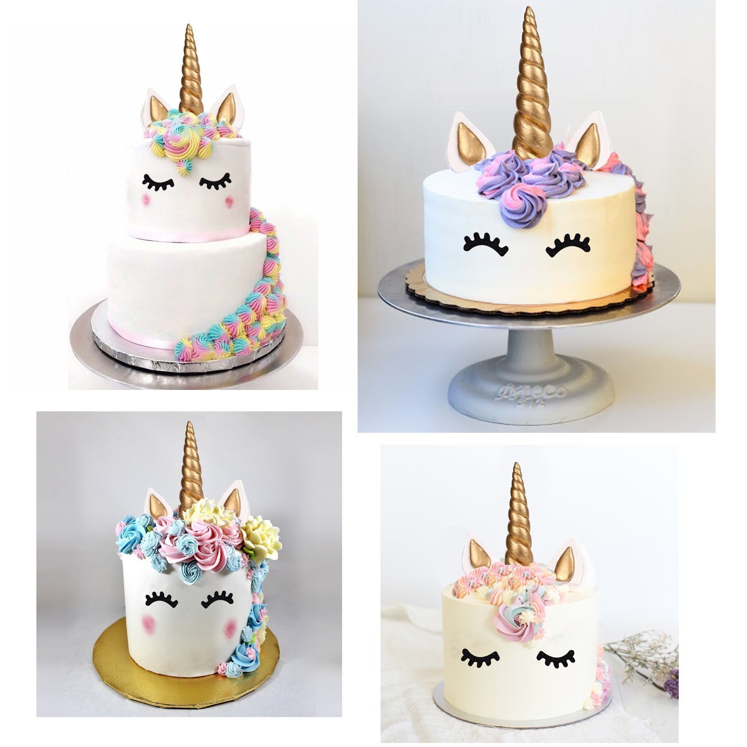 Yashell Topper, Reusable Gold Horn,Ears and Eyelashes Cake Value Set for Unicorn Party Decoration for Baby Shower,Weddin