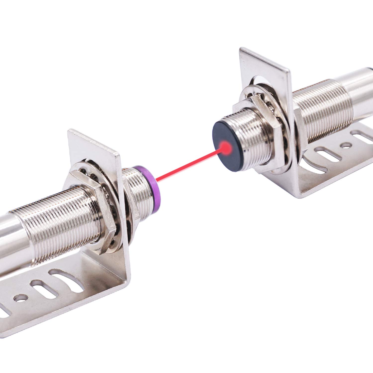 Twidec/1 Pair 0-20M Indoor Wall Mounted Photoelectric Beam Sensor NPN NO 18mm Photoelectric Sensor Switch Proximity Switch 2m line Length with Infrared Ray Beam E3F-20DNL-18
