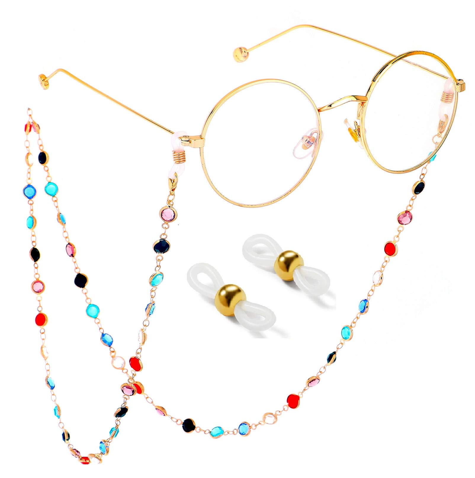 VINCHIC Colorful Beaded Eyeglass Chain Sunglass Holder Strap Eyeglass Necklace Chain Cord for Women