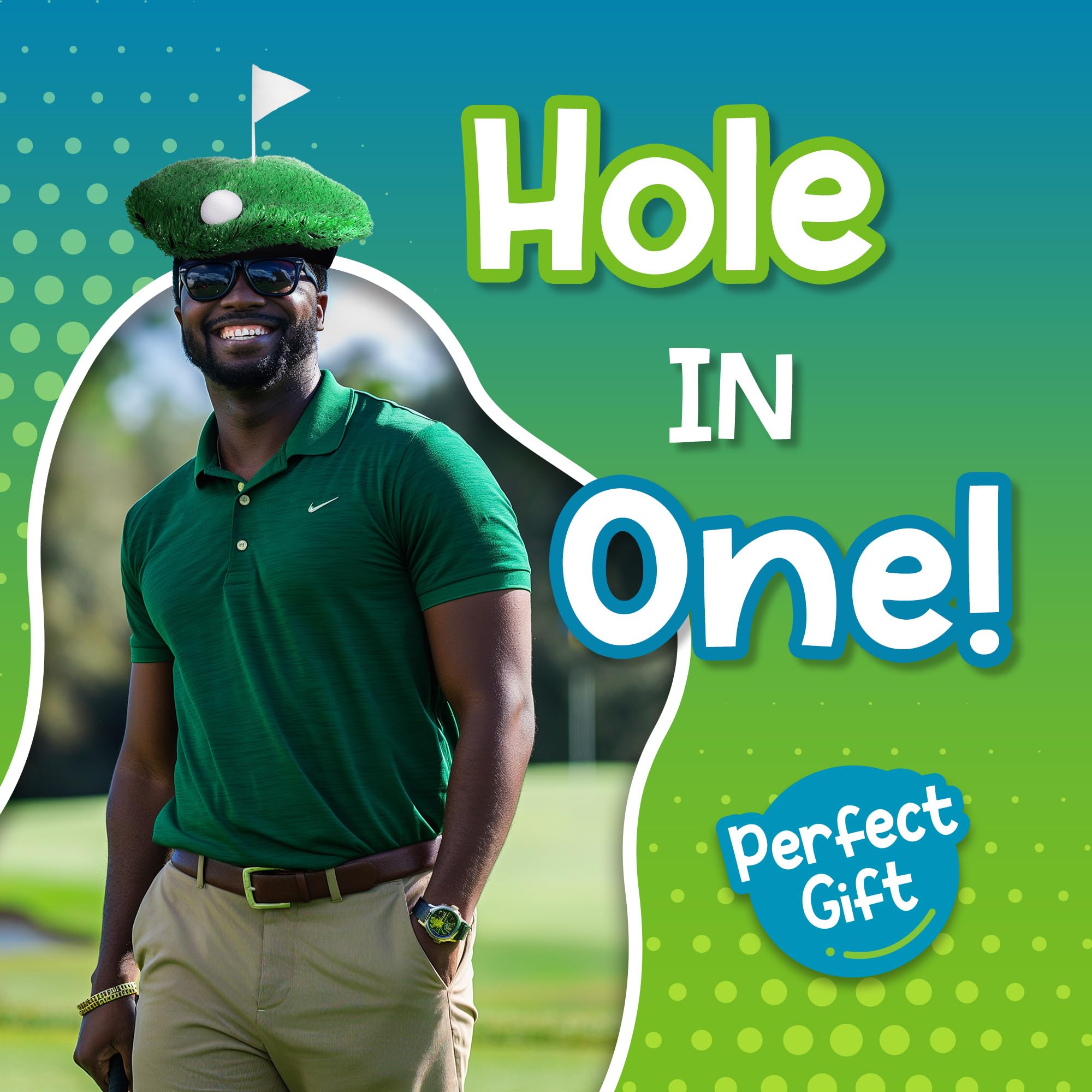 Windy City Novelties - Hole-in-One Golf Green Turf Beret Hat St. Patrick’s Day Party Acessories Golf Accessories Golf Wear Crazy Hat Day