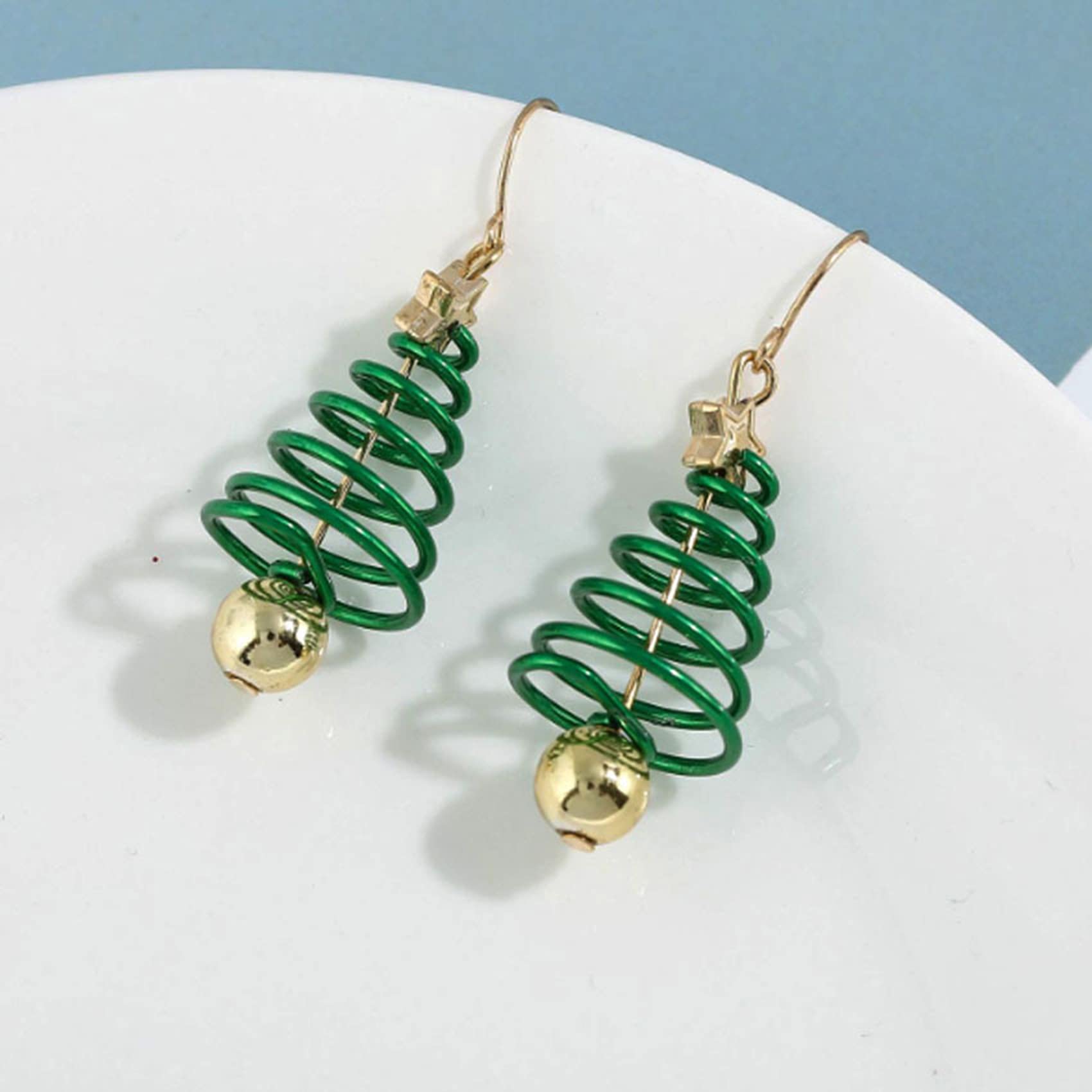 Underleaf Cute Vintage Christmas Snowman Earrings for Womens Girls, Xmas Holiday Jewelry Drop Dangle Earrings (christmas tree)