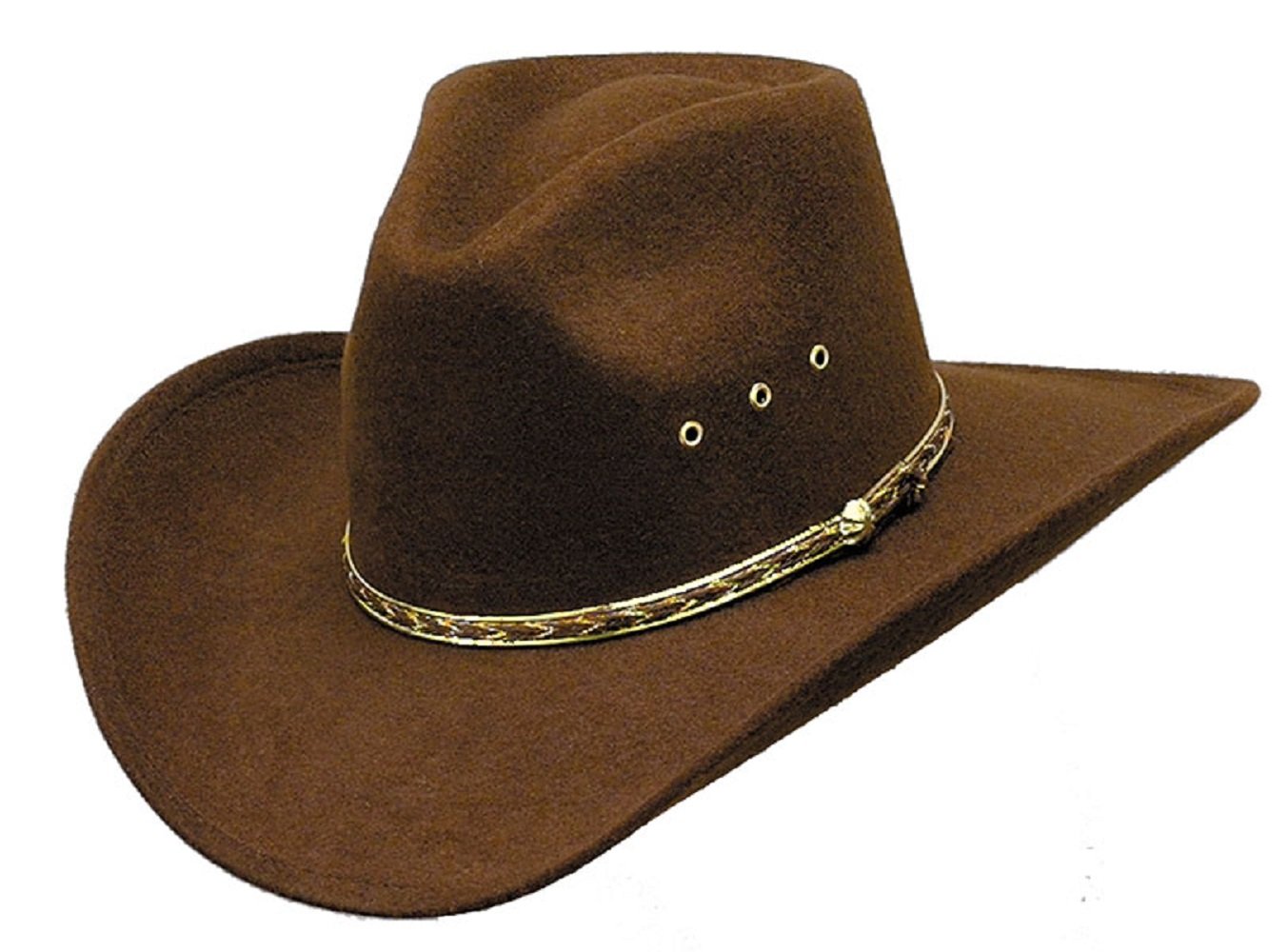 Western Express Kids Felt Finish Pinch Front Cowboy Hat - Cowgirl, Toddler, Baby & Kids Cowboy Hat with Gold Band (US, Alpha, One Size, Brown)
