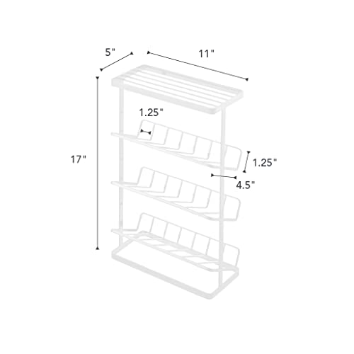 Yamazaki Home Tower Bath Rack - Bathroom Shower Storage Holder, Caddy Shelf Organizer - Medium, 17" - Steel - Holds Up to 9 Dispensers