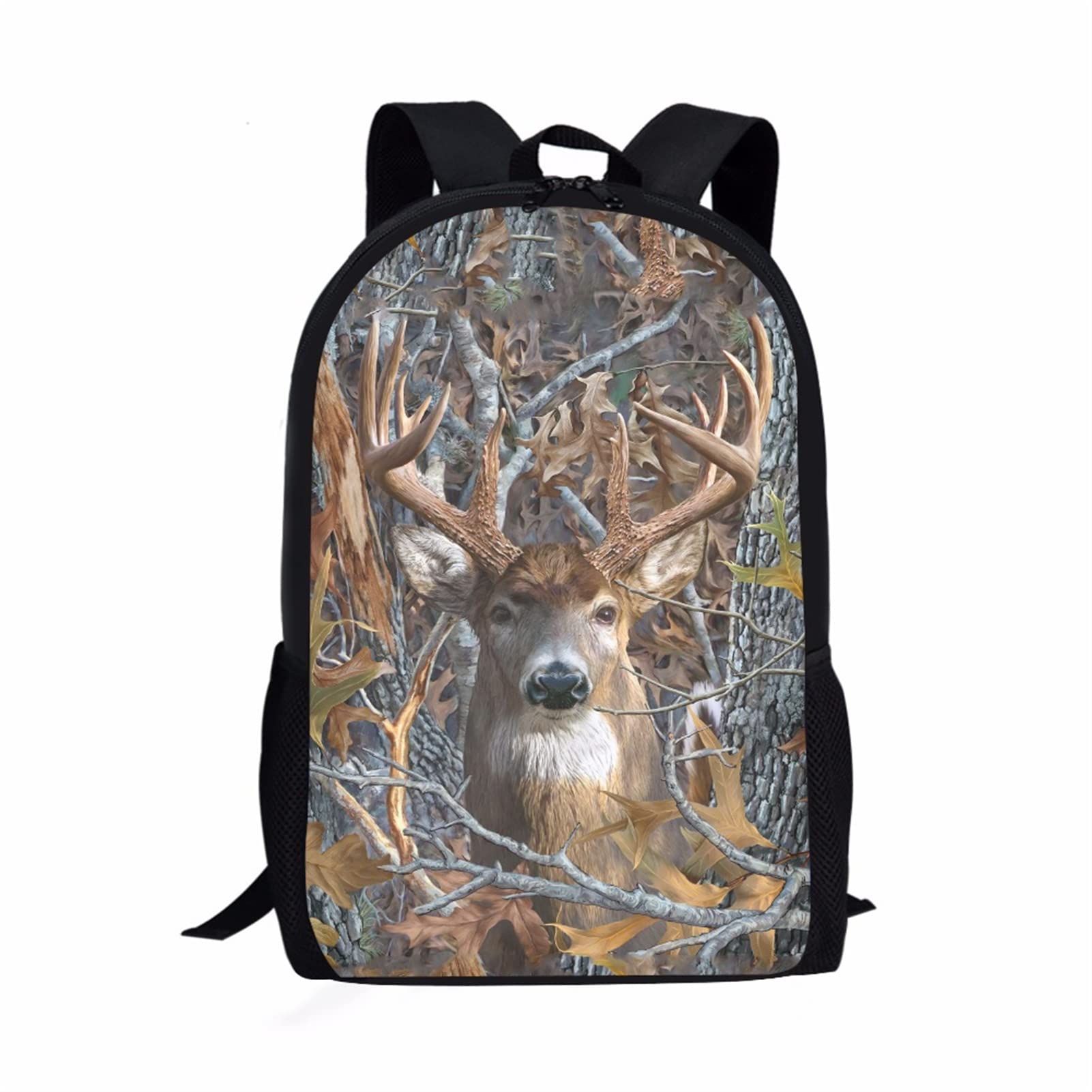 ZPINXIGN Deer Backpack Cool School Bag for Boys Elementary Secondary School Bookbags Camo Hunting Back Packs with Bottle Holder Student Essential Stuff