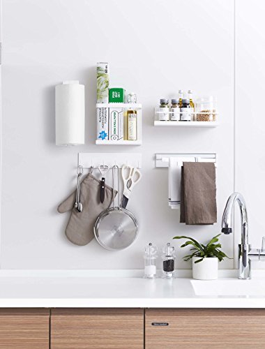 Yamazaki KT-PL AK WH Plate Magnetic Paper Towel Holder, 約W6×D5.5×H24.5cm, White