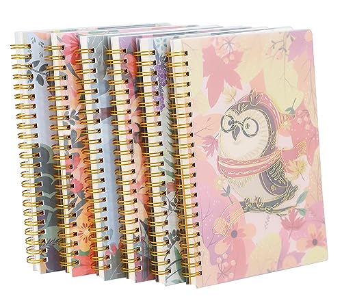 Zegrox Medium 5.75"x 8.35" Notebook, Journal, 6 Pcs Aesthetic Cute Abstract Notebook with Pockets, Flexible Cover, College Ruled Paper, 160 page Easy Tear Pages for Work, School Supplies