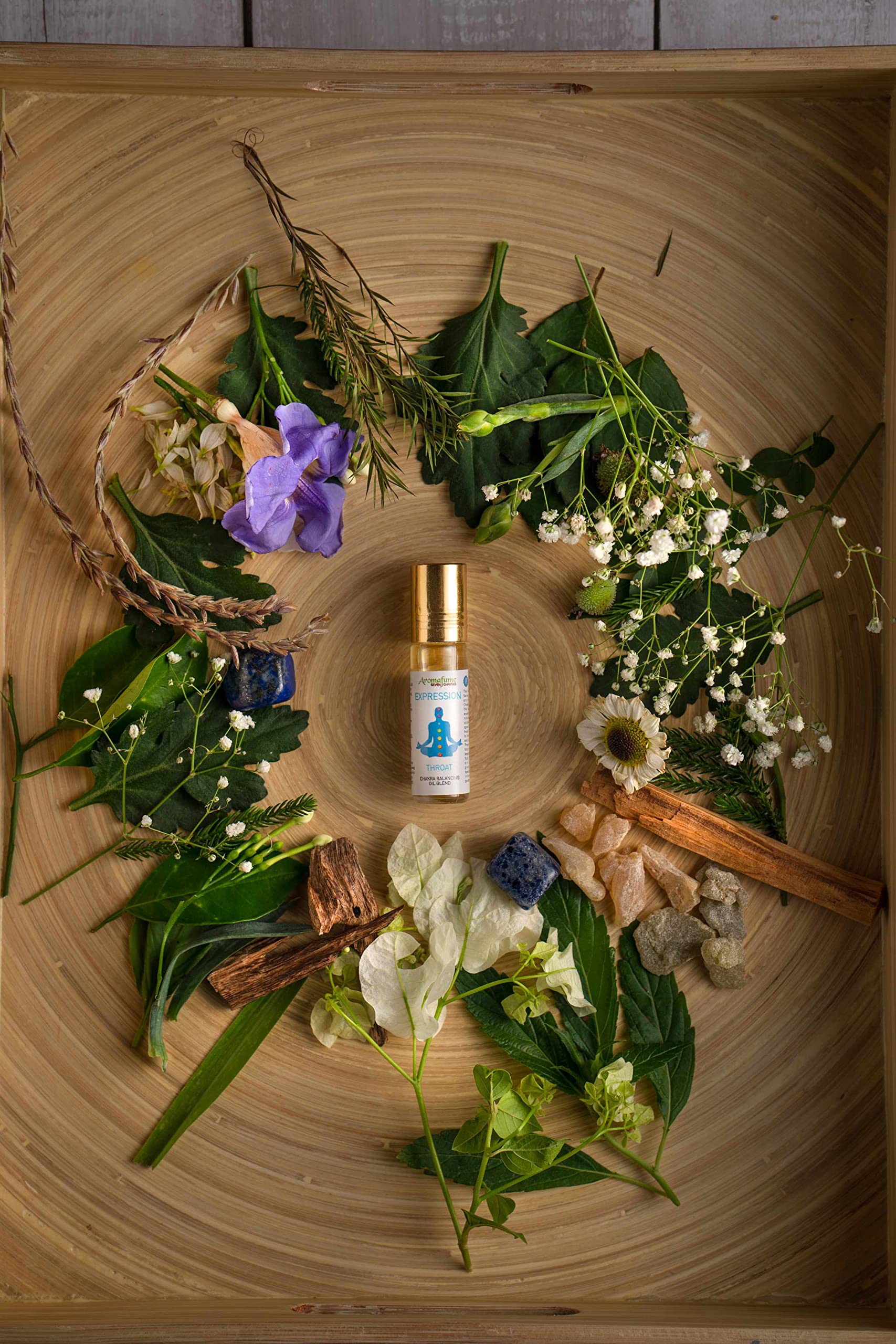 Throat Chakra Essential Oil Roll-On Blend by Aromafume | 10ml/0.33 fl oz | Vishuddha | Aromatherapy Oils for Chakra Balance | Peppermint & Lavender Extracts| Chakra Incense for Meditation, Yoga, Reiki