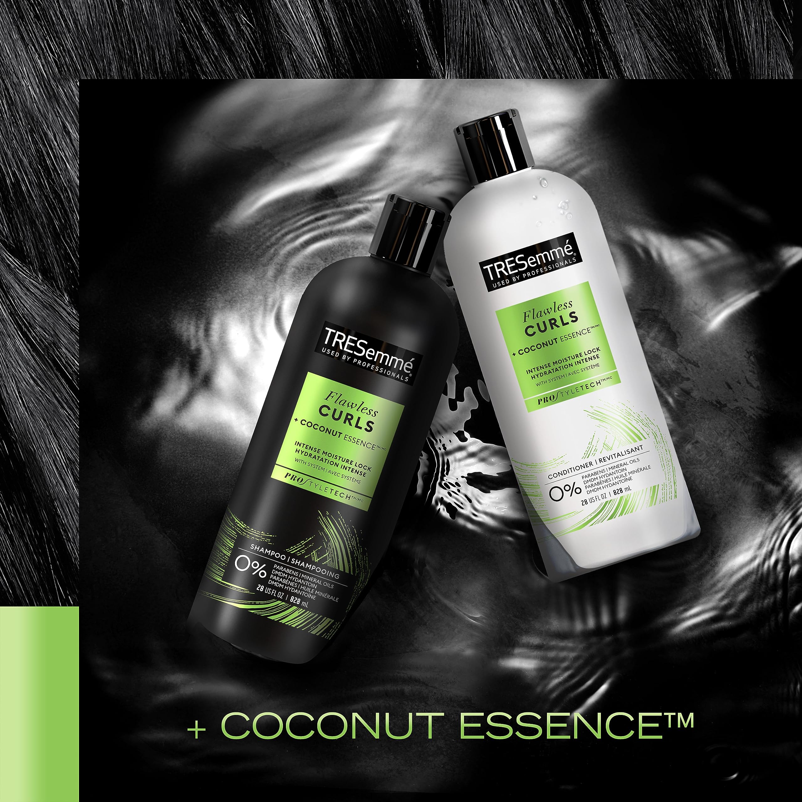 TRESemmé Flawless Curls Shampoo and Conditioner Set, Curly Hair Products with Coconut Oil Leaves Curls Defined, Sulfate Free, Frizz Free, 28 Fl Oz Ea