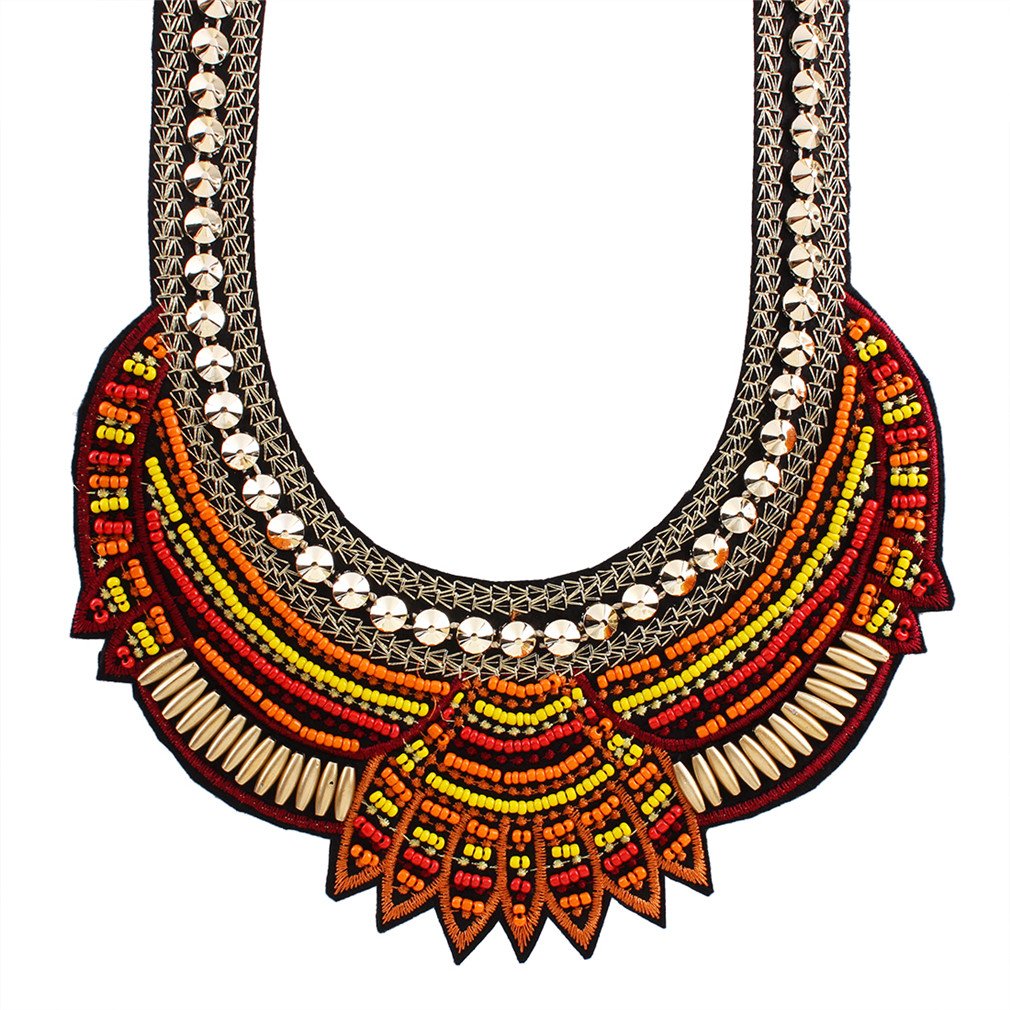 YAZILIND Ethnic Style Coffee Multiple Millet Beads Chunky Chain Bib Statement Choker Collar Necklace for Women