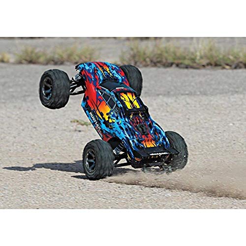 Traxxas Rustler 4x4 VXL, RC Truck, 65+ mph, Red Yellow
