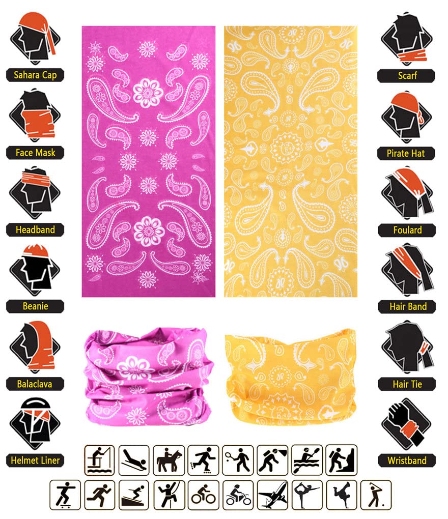 VANCROWN Headwear Head Wrap Sport Headband Sweatband 220 Patterns 12 in 1 Magic Scarf 12PCS & 6PCS 12 in 1 (12PCS.Weave)