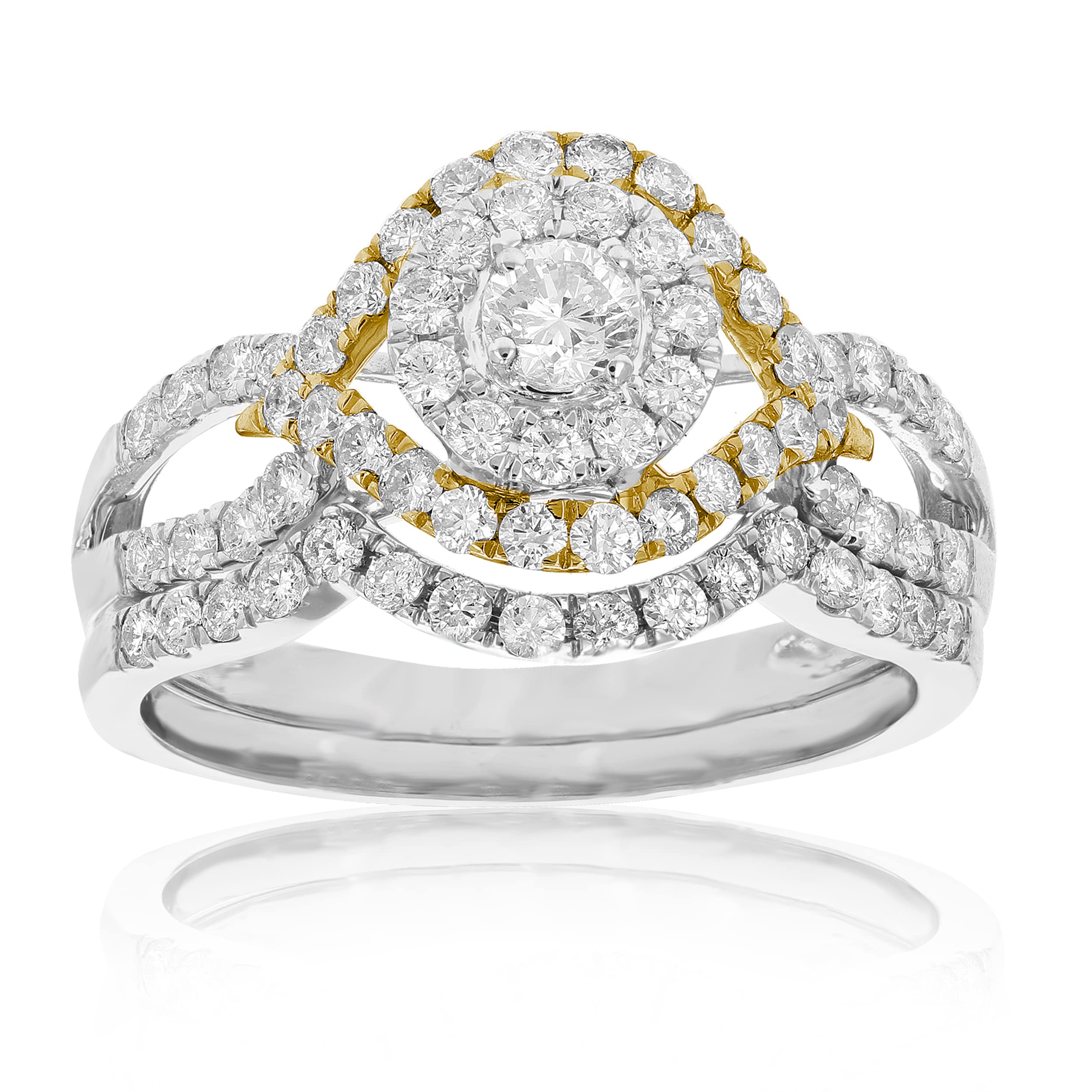 Vir Jewels 1 cttw Diamond Wedding Engagement Ring Set 14K Yellow Gold Halo Bridal Size 7