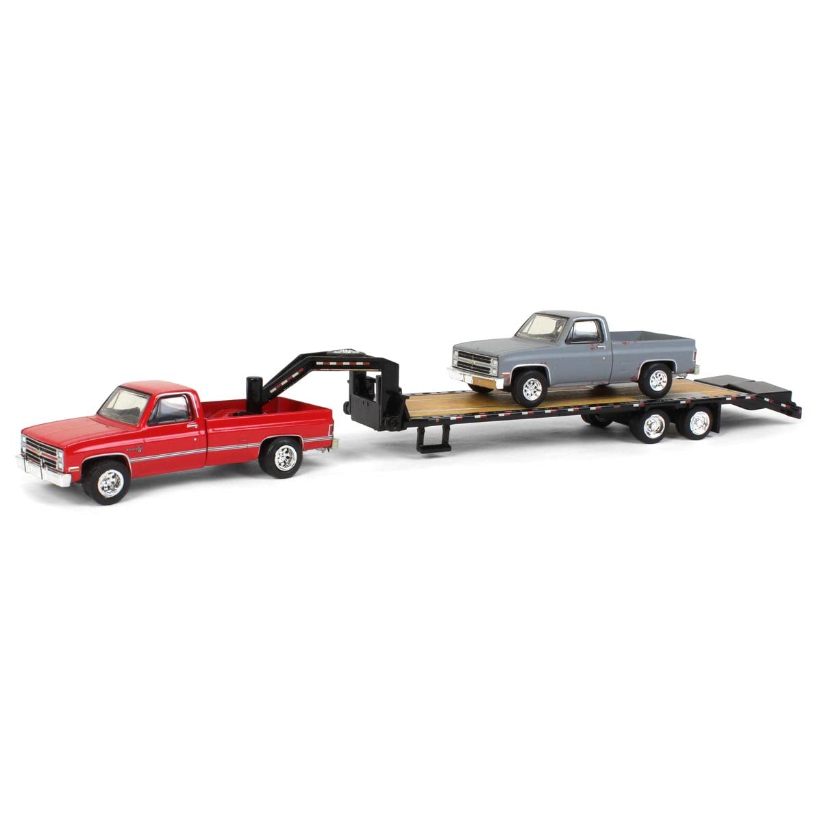 Truck Greenlight 1/64 Red 1986 Chevy K-30 Longbed w/Gooseneck & Project 51406-B