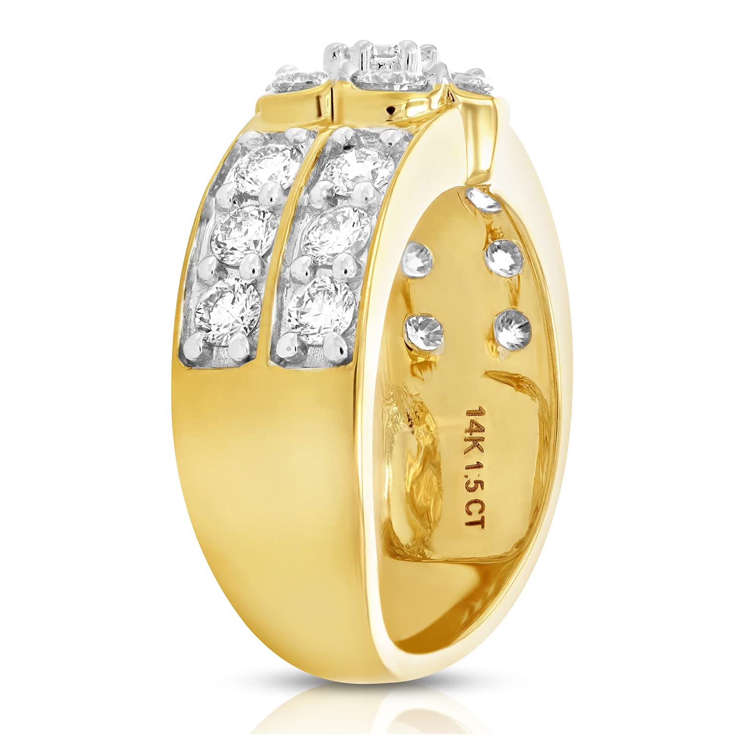 Vir Jewels 1.50 cttw Diamond Engagement Ring Cluster Design 14K Yellow Gold Bridal Wedding Size 7