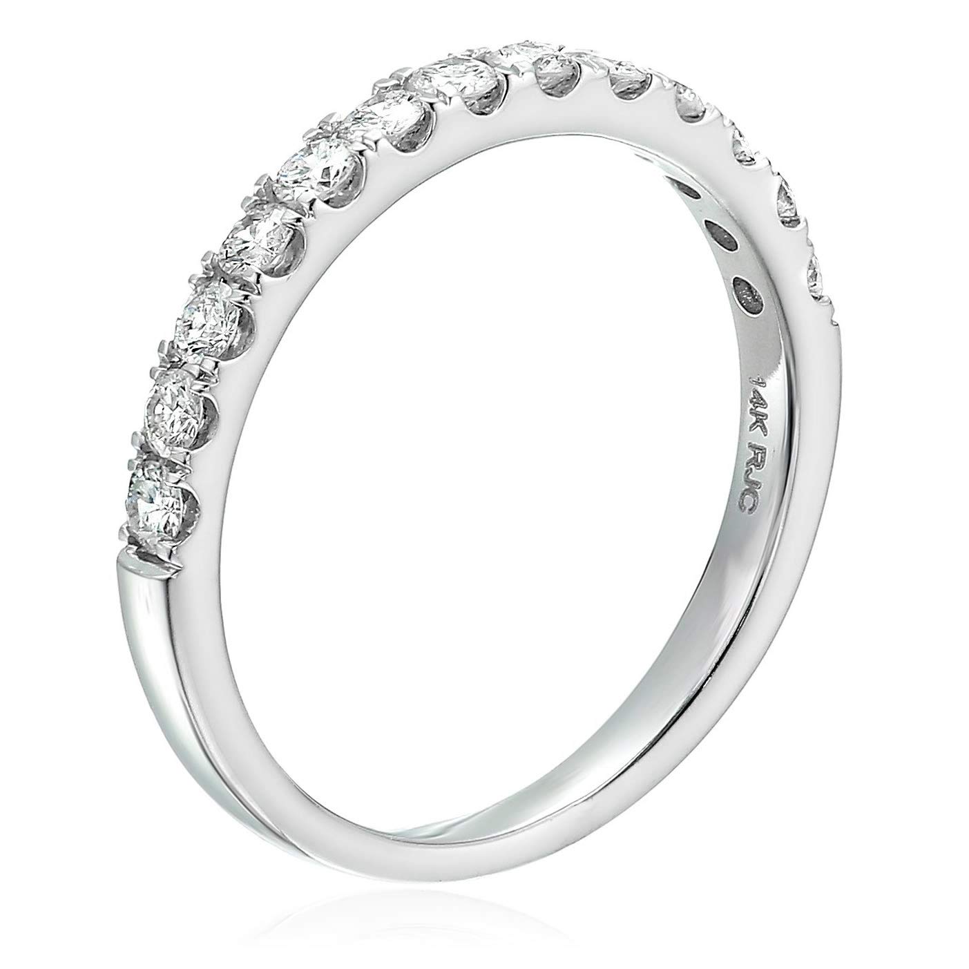 Vir Jewels 1/2 carat (ctw) Diamond Wedding Anniversary Band for Women, Half Eternity Round Diamond Engagement Ring 14K White Gold Prong Pave Set 0.50 cttw, Size 7